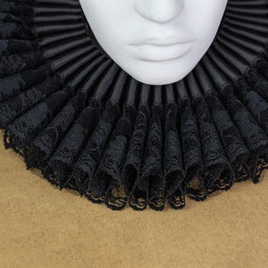 Black Elizabethan Neck Lace Ruff - Historical Tudor Ruffled Collar ...