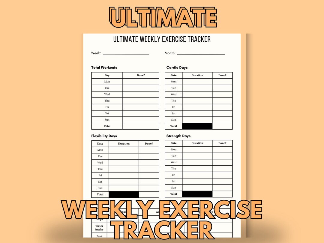 Ultimate Fitness Planner Strength Training Log Cardio Tracker Steps ...