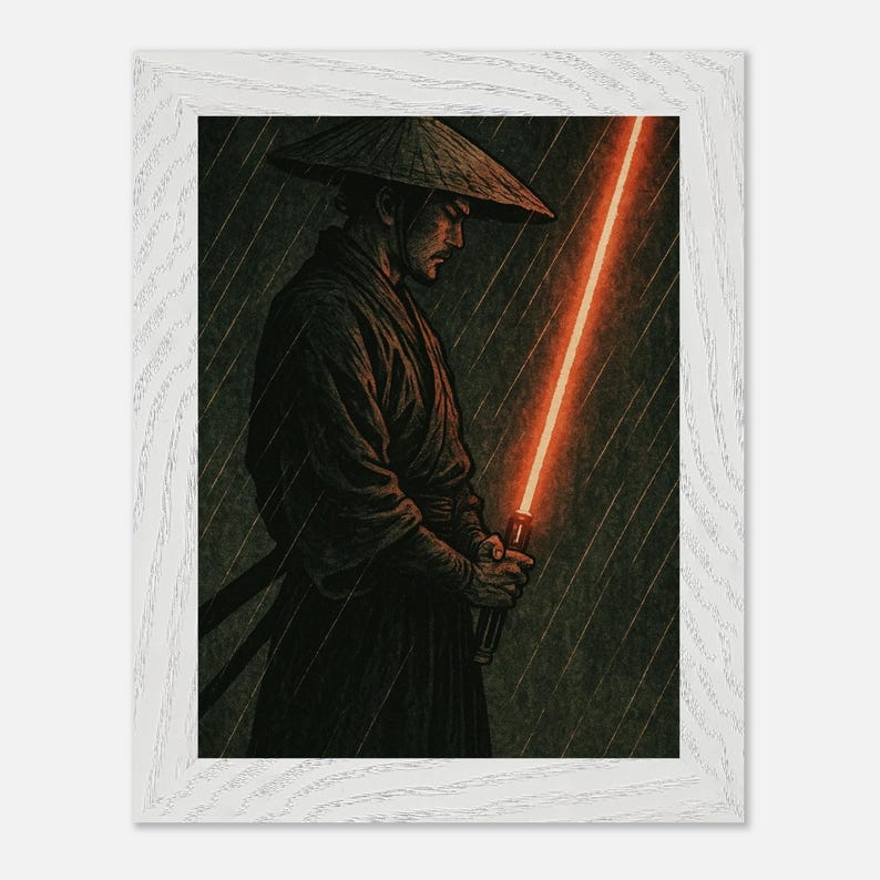 Japanese Samurai Lightsaber Poster – Mounted Framed Art With Unique ...
