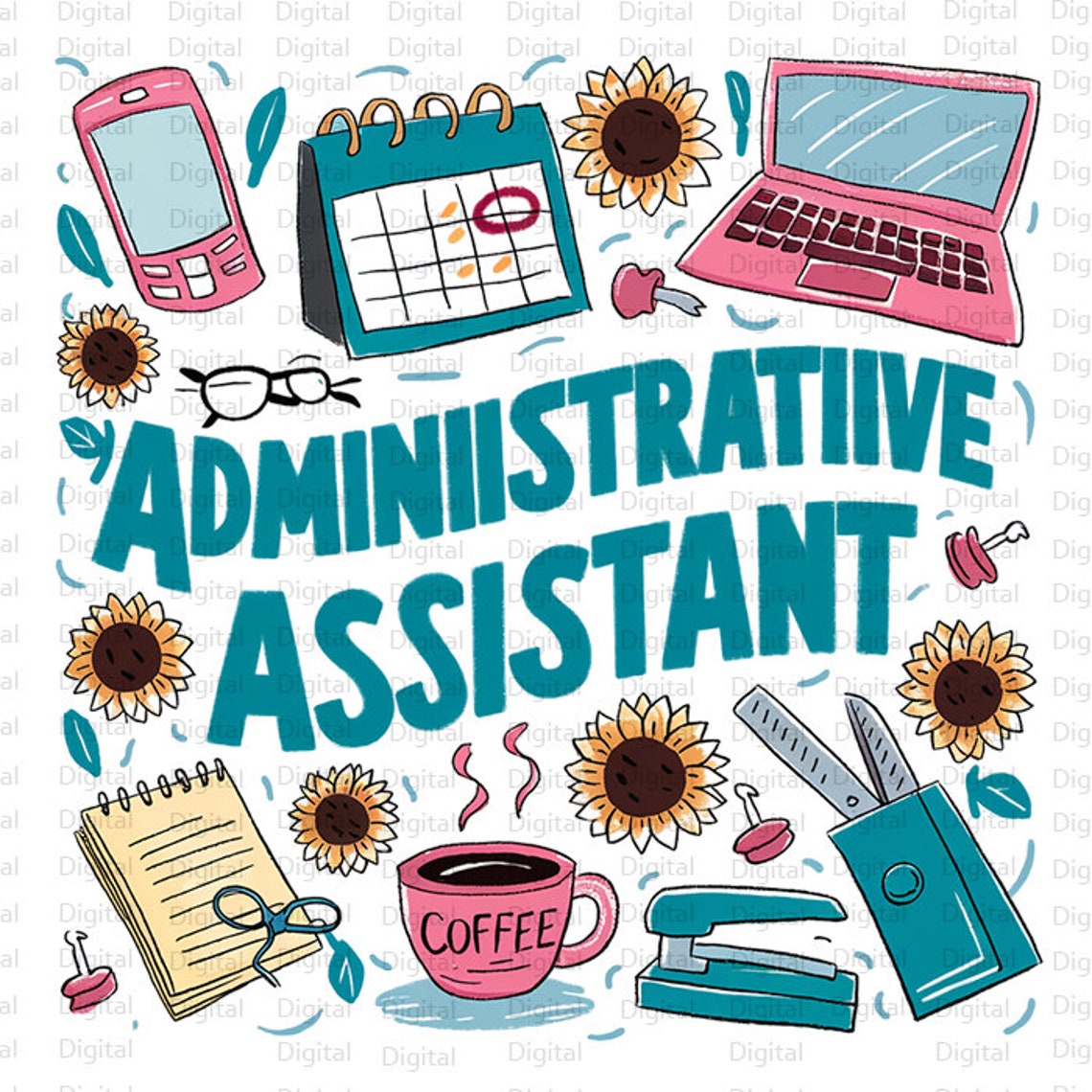 Administrative Assistant Sublimation PNG, Shirt Design, Admin PNG ...