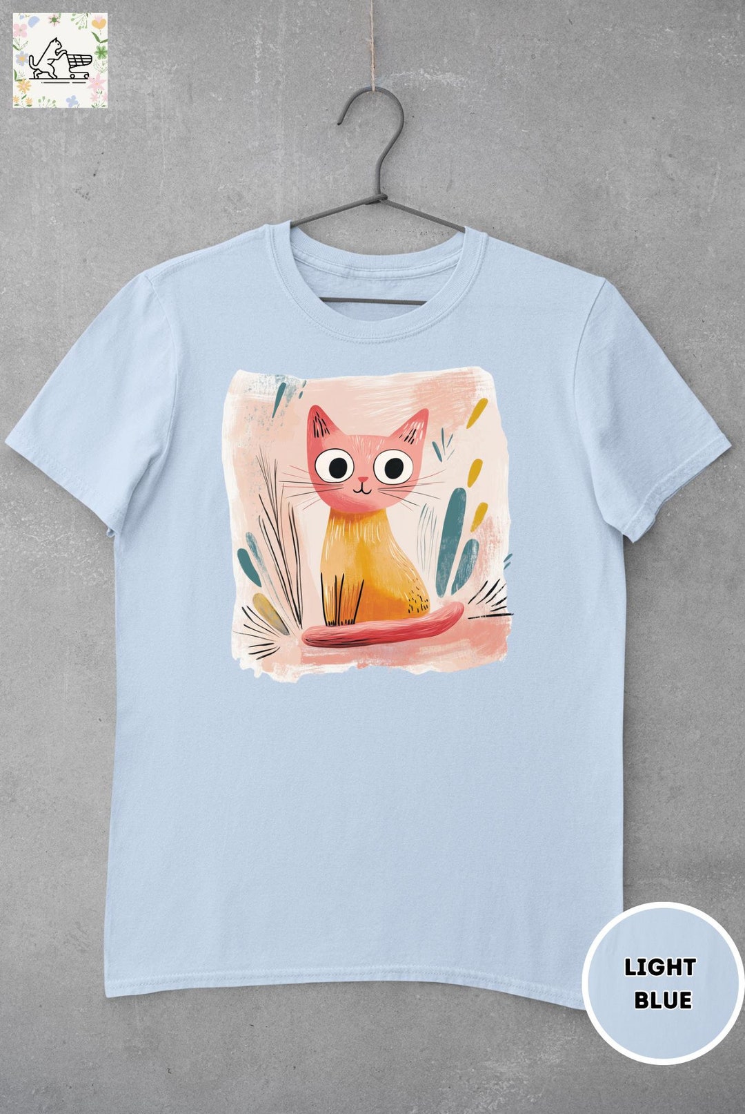 Adorable Kitty Art Print Cute Pastel Cat Illustration, Playful Feline ...