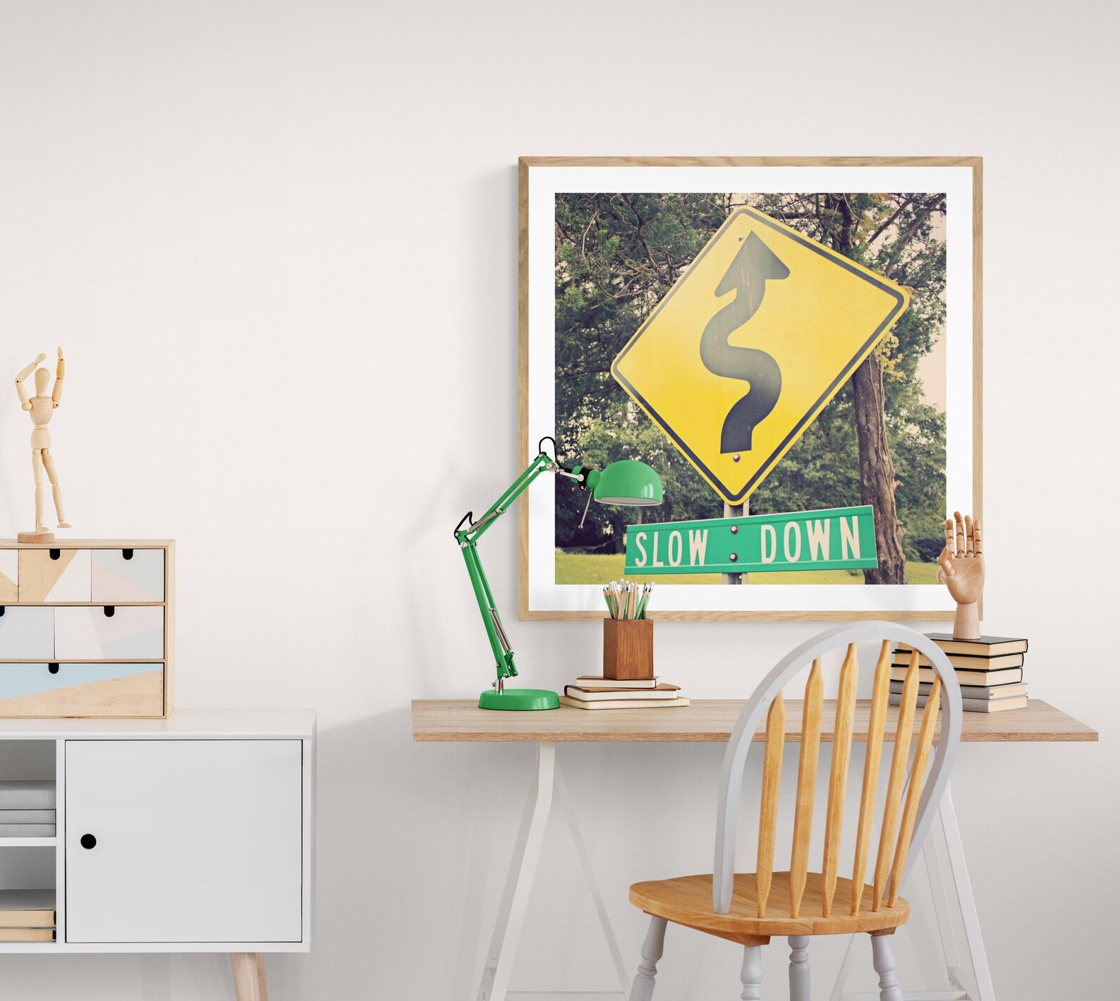 Road Sign Photo Slow Down Art Slow Sign Photo Yellow Green | Etsy