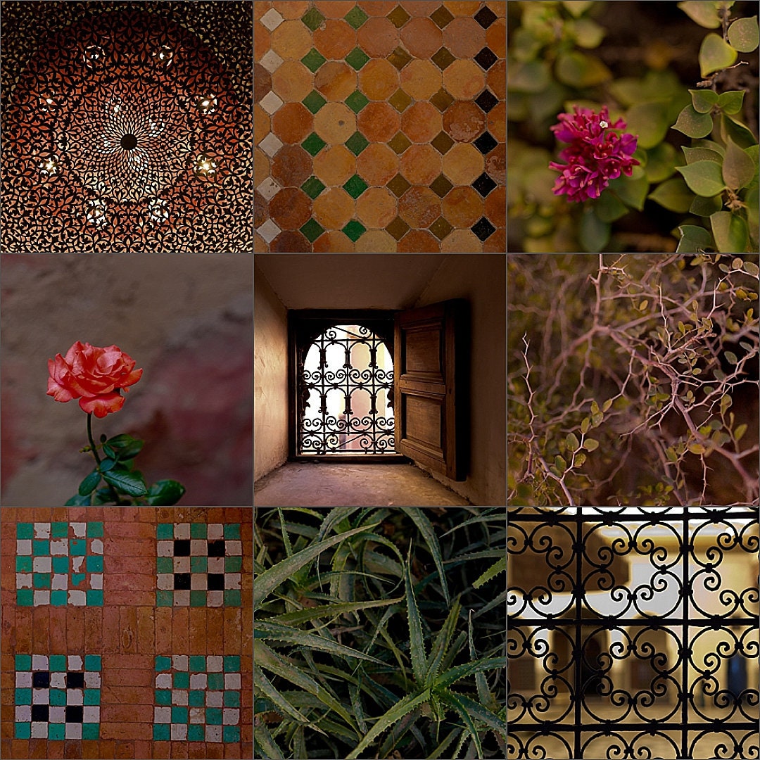 Morocco Gallery Wall, Moroccan Tile Art, Exotic Travel Photographs ...