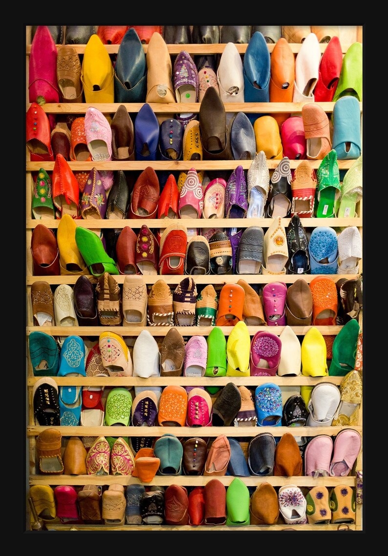 Morocco Slippers Photo, Colorful Shoes Print, Moroccan Shoes, Moroccan ...