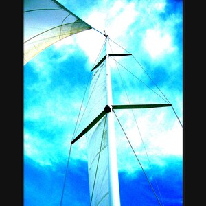 Sailboat Mast Photo, Bright Blue Art, Sailing Photo, Nautical Photo ...