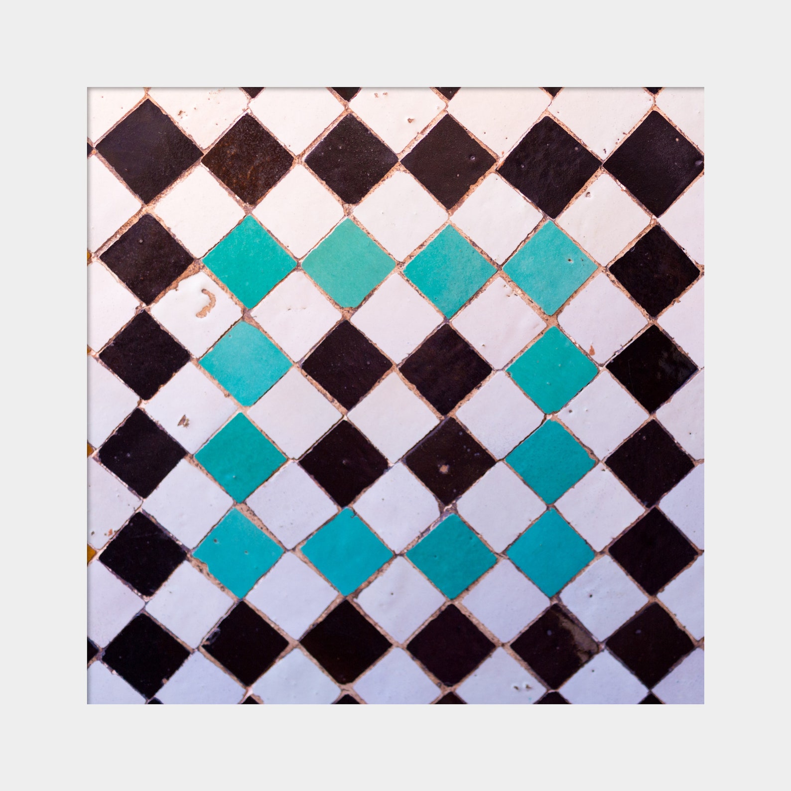 Turquoise Black White Aqua, Moroccan Tile Art, Moroccan Tile Photo ...