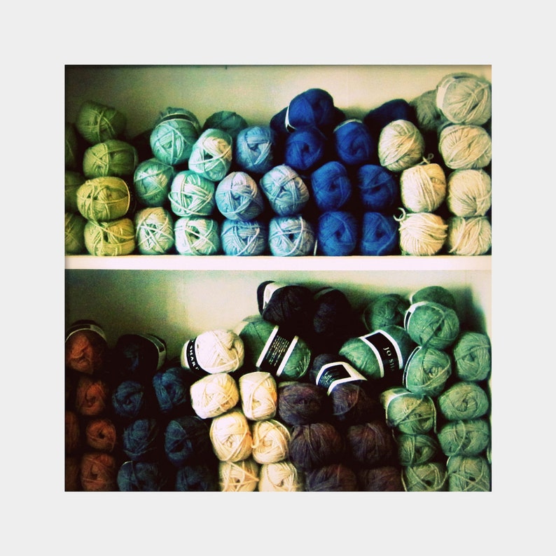 Yarn Photograph, Still Life Photo, Knitting Lover Gift, Cool Colors ...