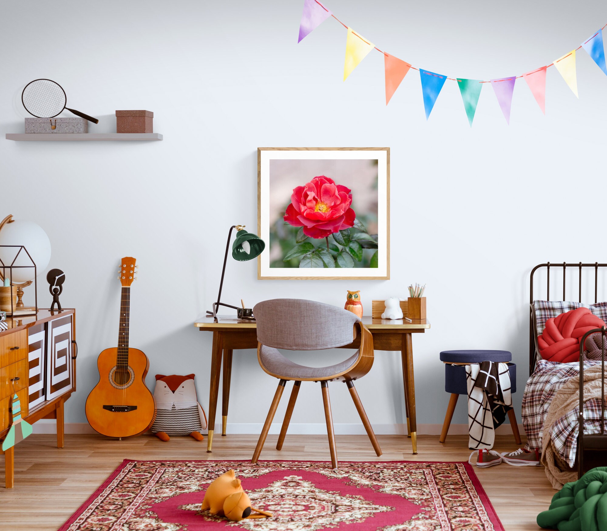 Hungarian Rose Photo, Square Flower Photo, Square Floral Print, Red ...