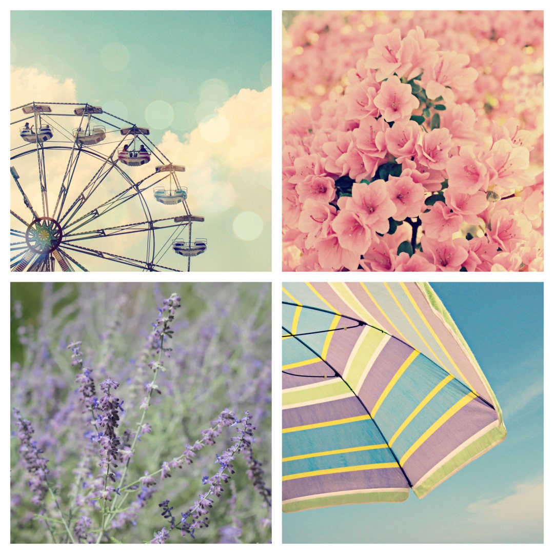 Girl's Nursery Decor Pastel Photo Set Square Photo Set - Etsy