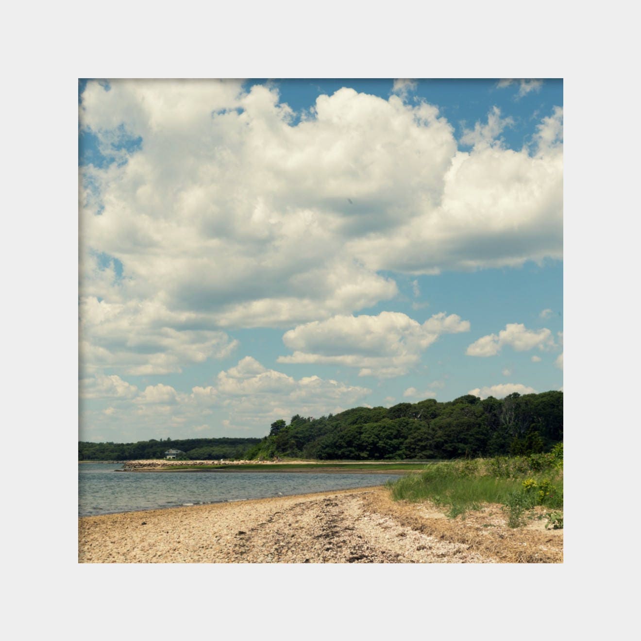 Square Landscape Art Falmouth Beach Photo Green Blue Art - Etsy