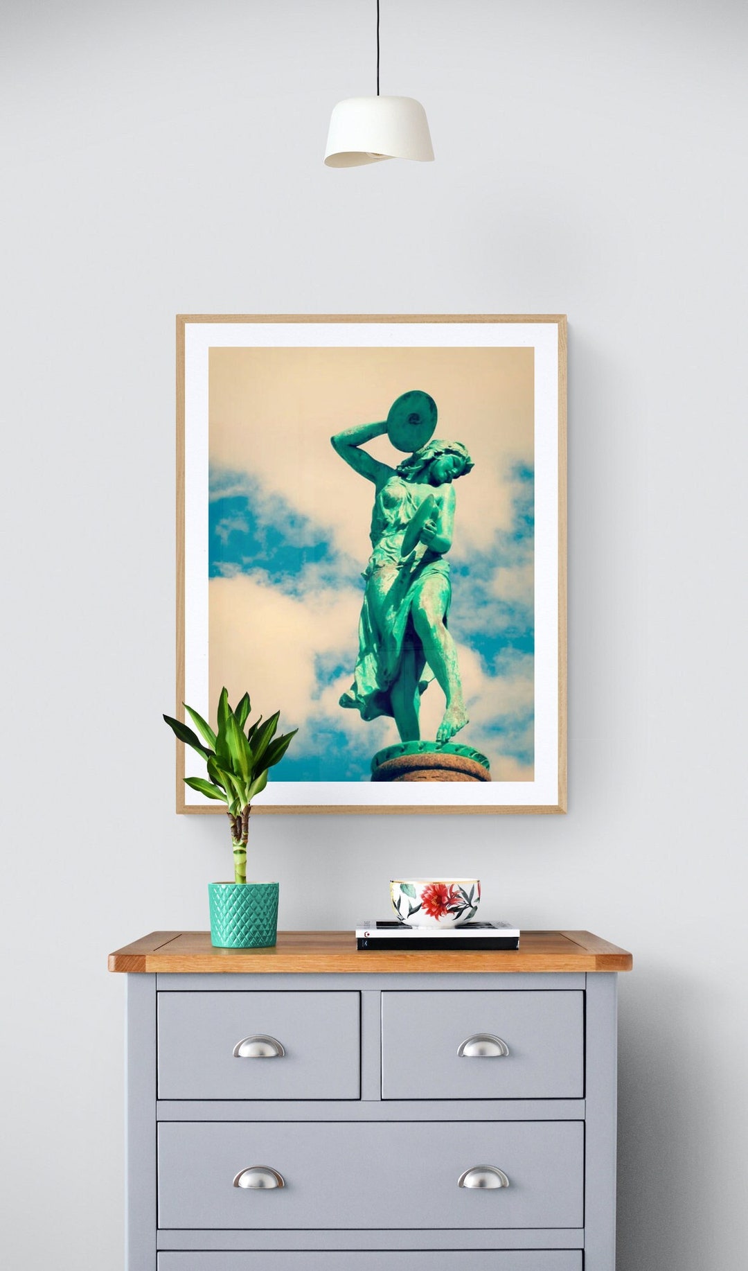 Cymbal Player Statue Photo, Depew Memorial Fountain, Turquoise Blue ...