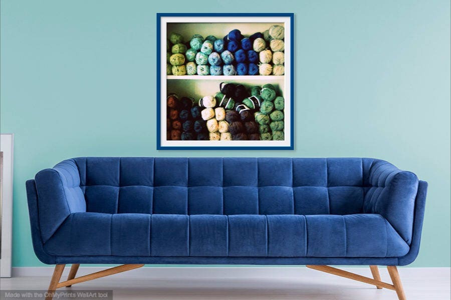 Yarn Photograph, Still Life Photo, Knitting Lover Gift, Cool Colors ...