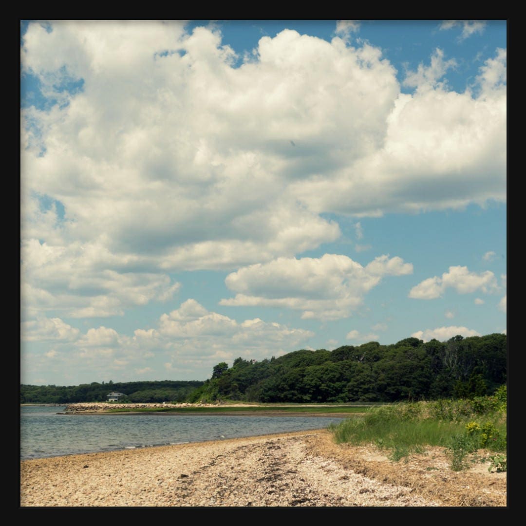 Square Landscape Art Falmouth Beach Photo Green Blue Art - Etsy