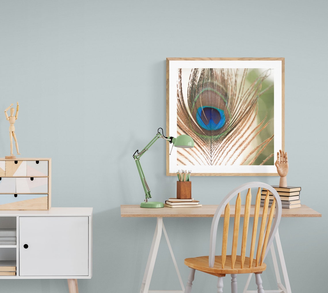 Peacock Feather Art, Square Feather Print, Feather Photo, Square ...