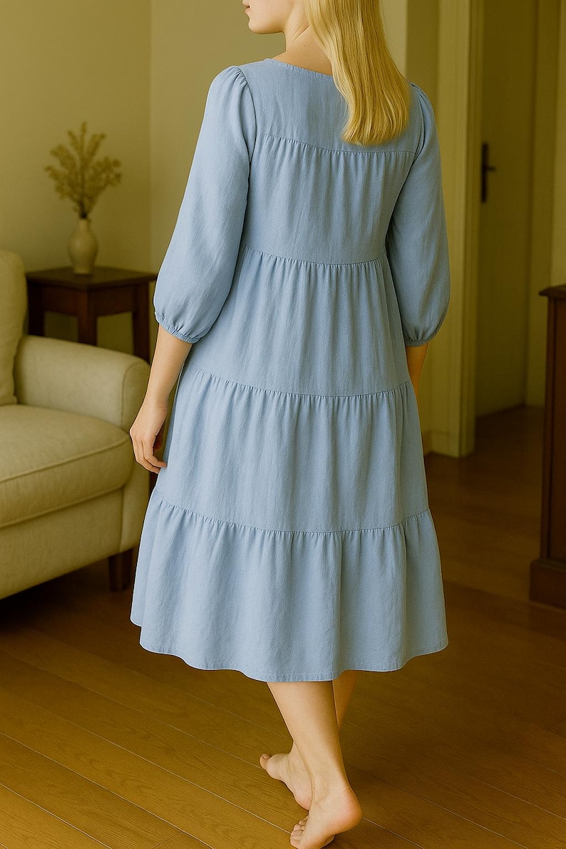 Tiered Linen Dress Sewing Pattern | PDF Instant Download | Sizes 00–26 ...