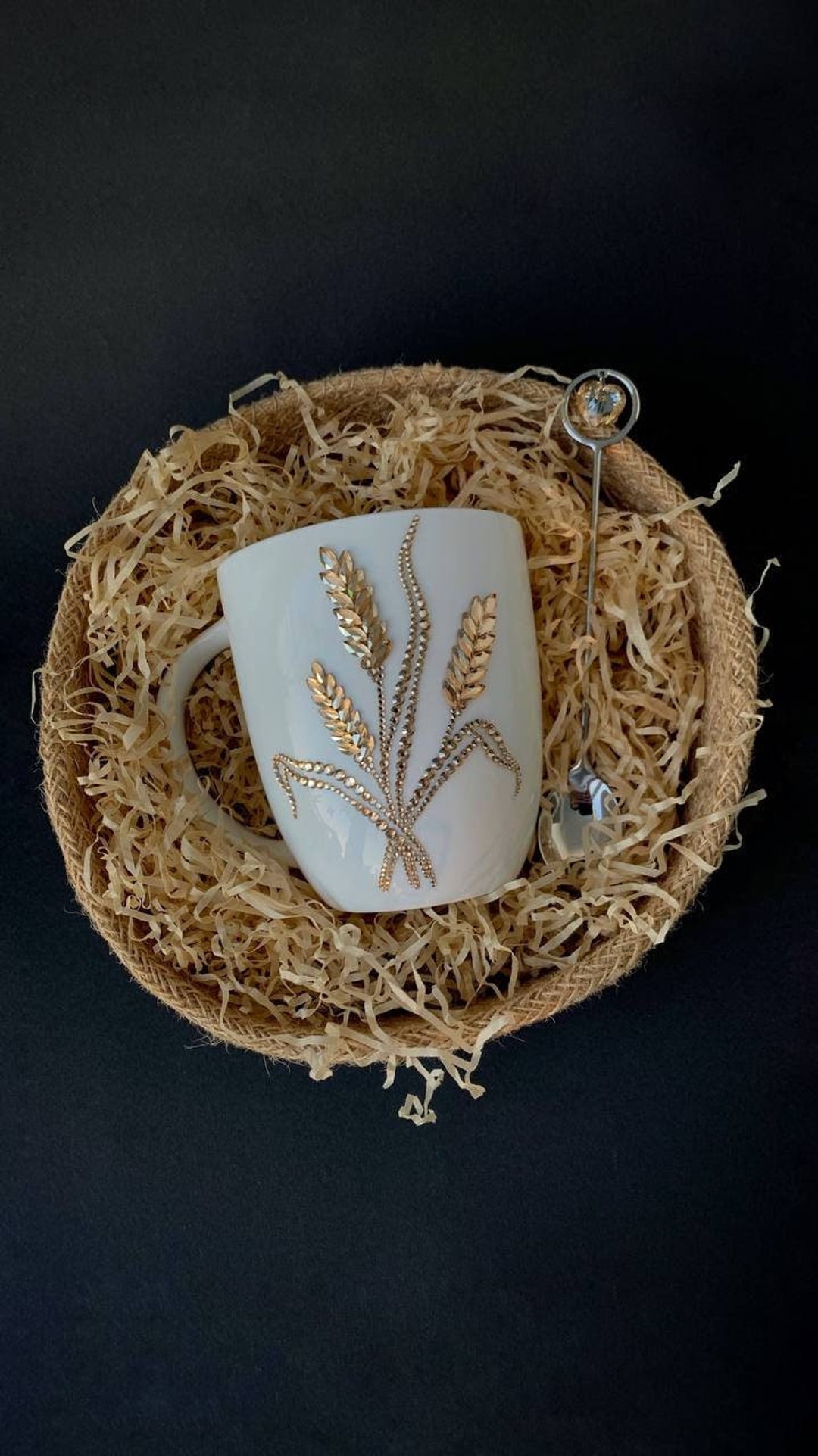 Porcelain Cup With Ears of Wheat, Decorated With Rhinestones. - Etsy