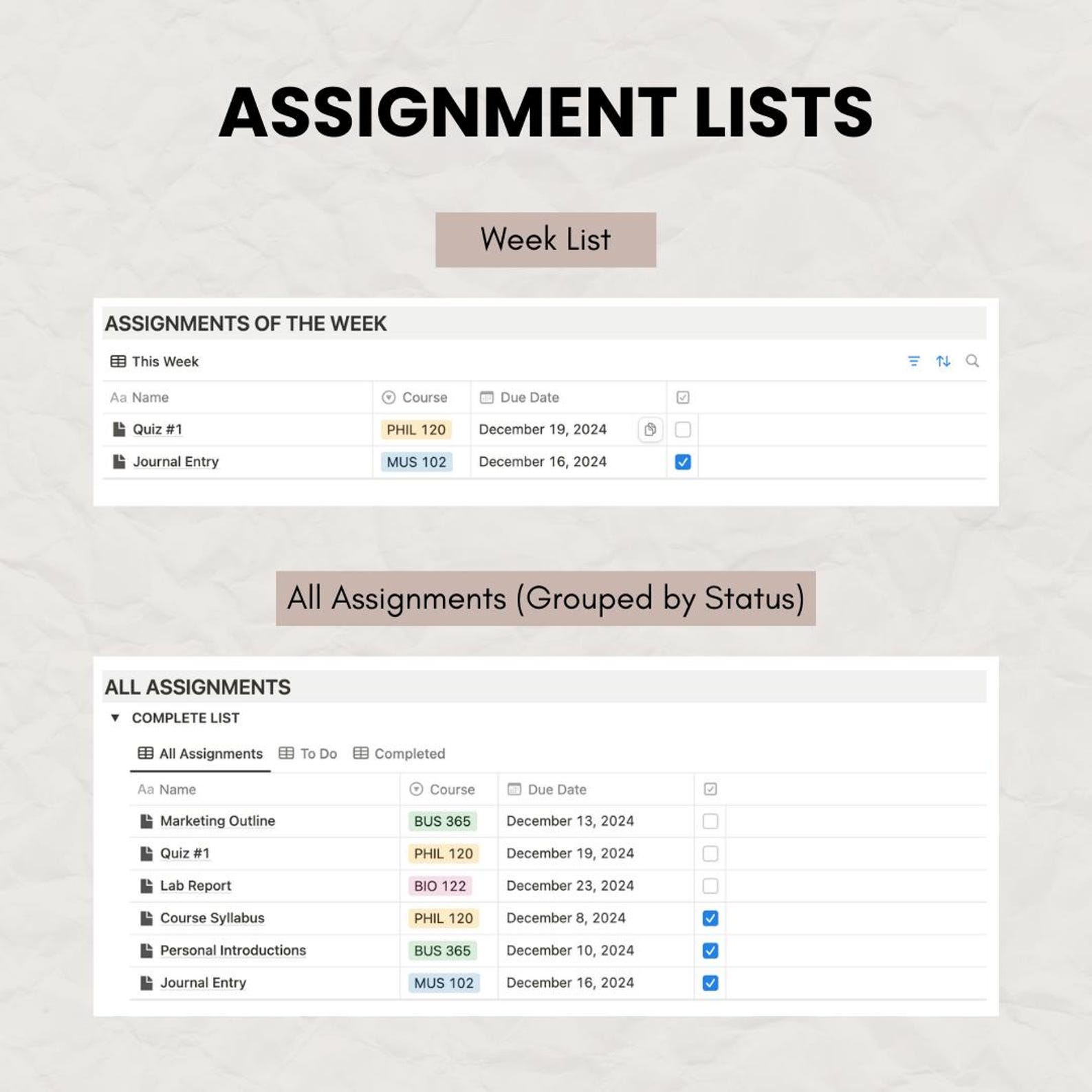 Notion Assignment Tracker | College Assignments | Student Planner | Notion Template | College ...