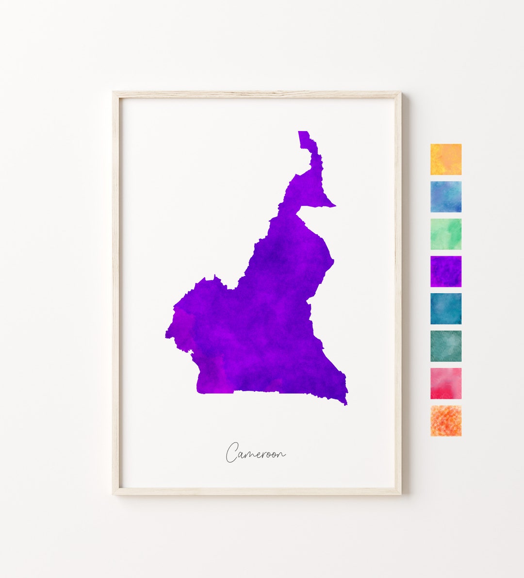 Cameroon Watercolor Map, Cameroon Pastel Print, Cameroon Minimal Art ...