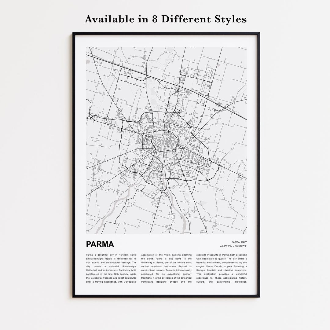 Parma Map Print, Parma Travel Map, Parma Wall Decor Art, Parma Parma ...