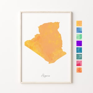 Algeria Watercolor Map, Algeria Pastel Print, Algeria Minimal Map ...