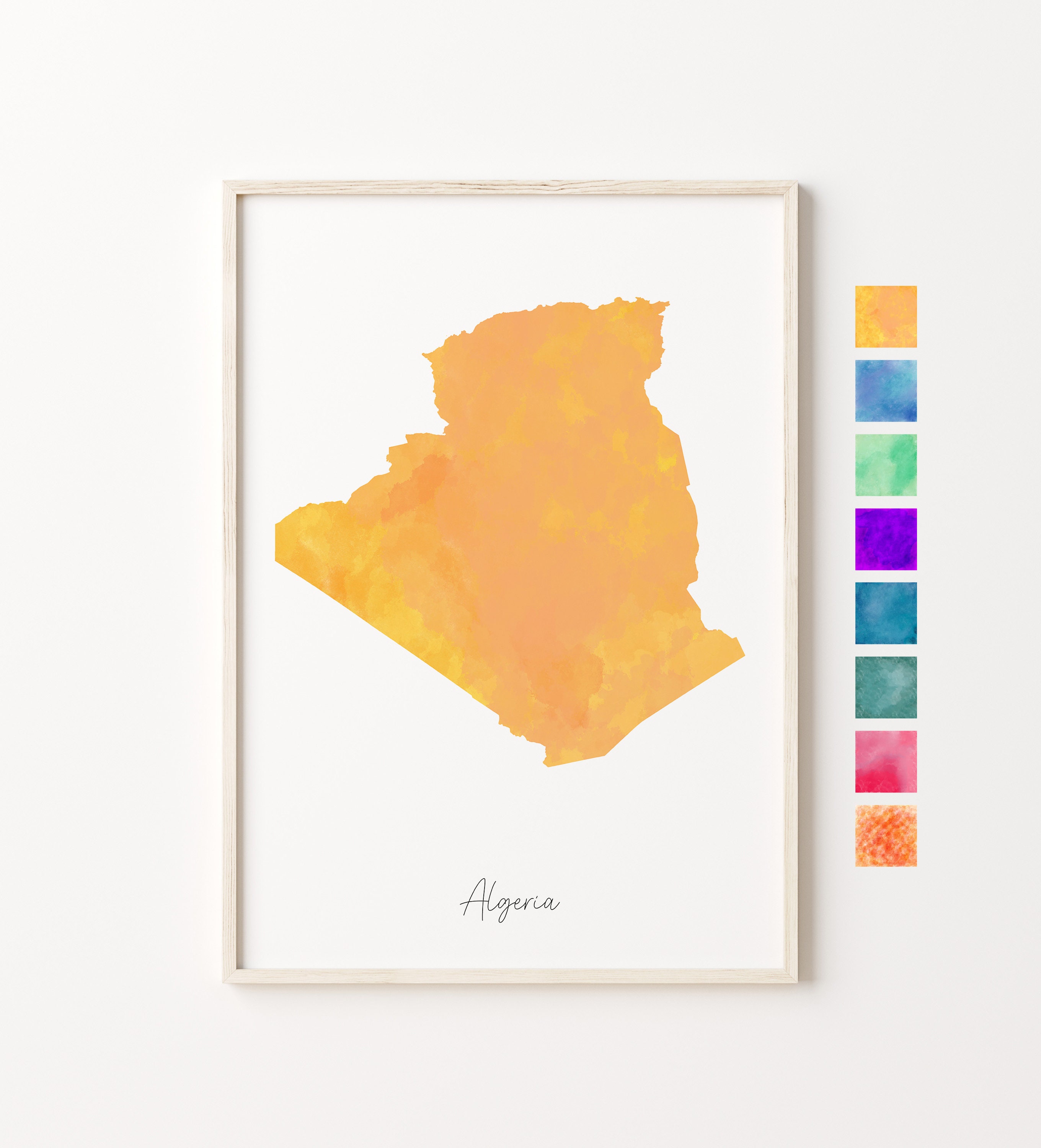 Algeria Watercolor Map, Algeria Pastel Print, Algeria Minimal Map ...