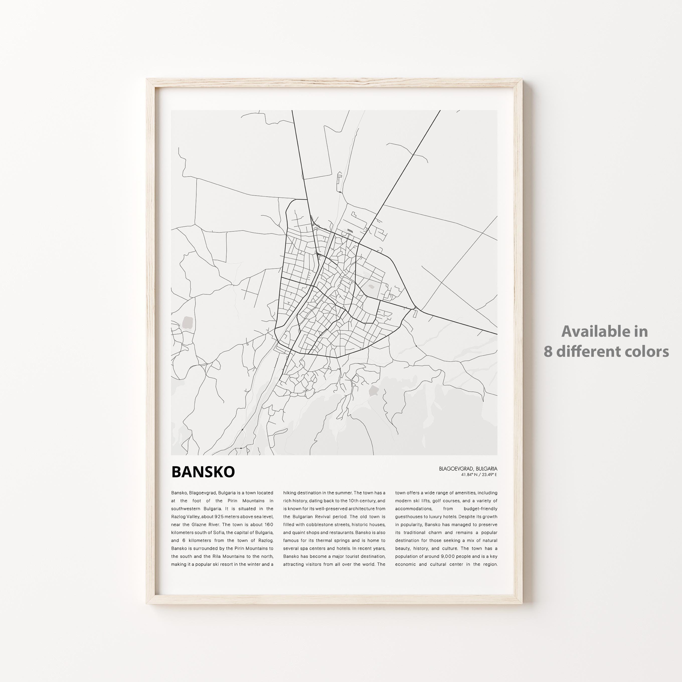 Bansko Map Print, Bansko Travel Map, Bansko Wall Decor Art, Bansko ...