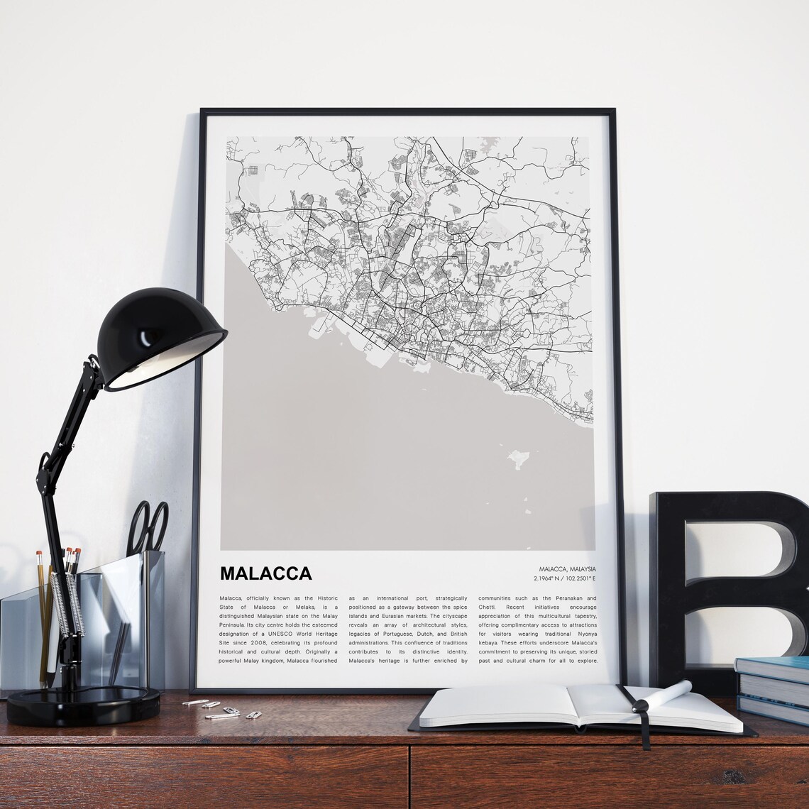 Malacca Map Print, Malacca Travel Map, Malacca Wall Decor Art, Malacca ...