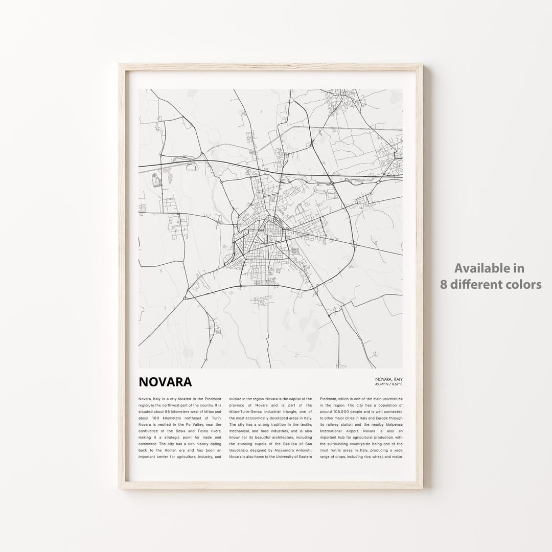 Novara Map Print, Novara Travel Map, Novara Wall Decor Art, Novara ...