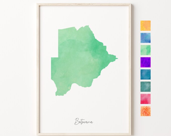 Botswana Print, Motswana Gift, Minimalistic Country Map Poster, BW Line ...