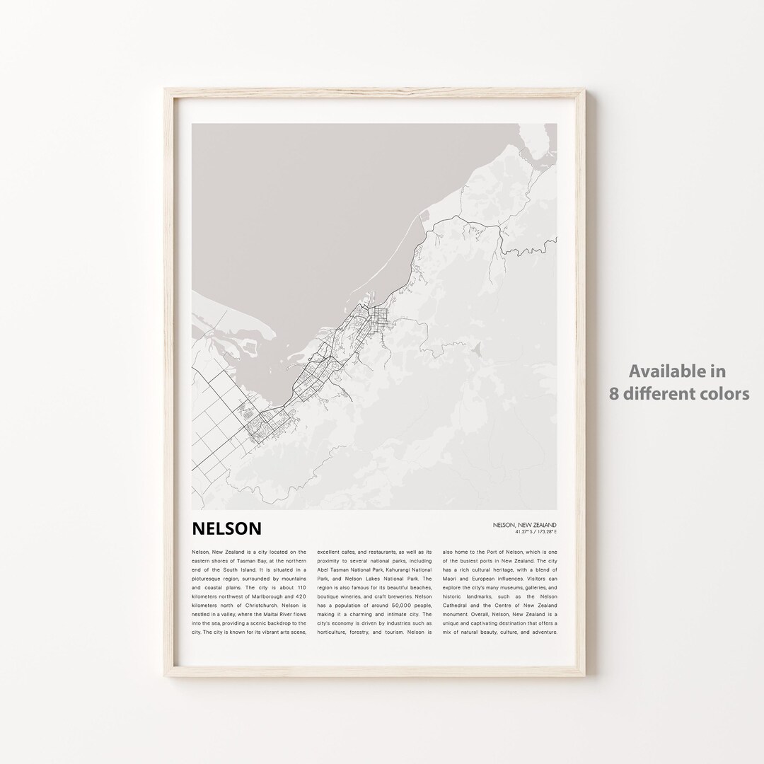 Nelson Map Print, Nelson Travel Map, Nelson Wall Decor Art, Nelson ...