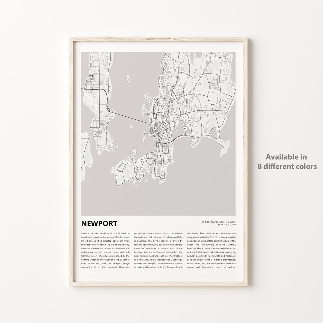 Newport Map Print, Newport Travel Map, Newport Wall Decor Art, Newport ...