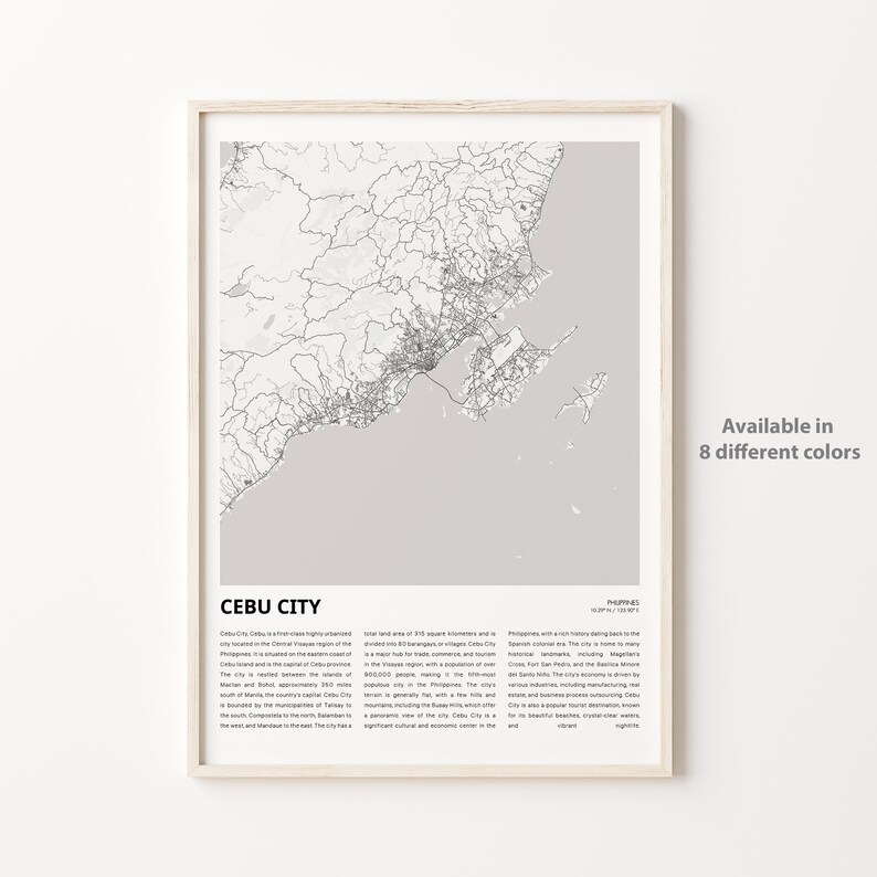 Cebu City Map Print, Cebu City Travel Map, Cebu City Wall Decor Art ...