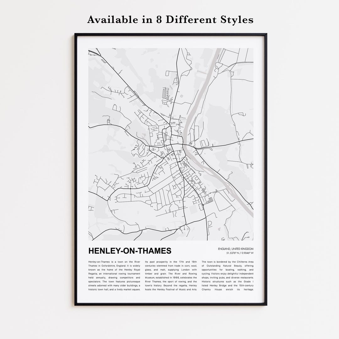 Henley-on-thames Map Print, Henley-on-thames Travel Map, Henley-on ...
