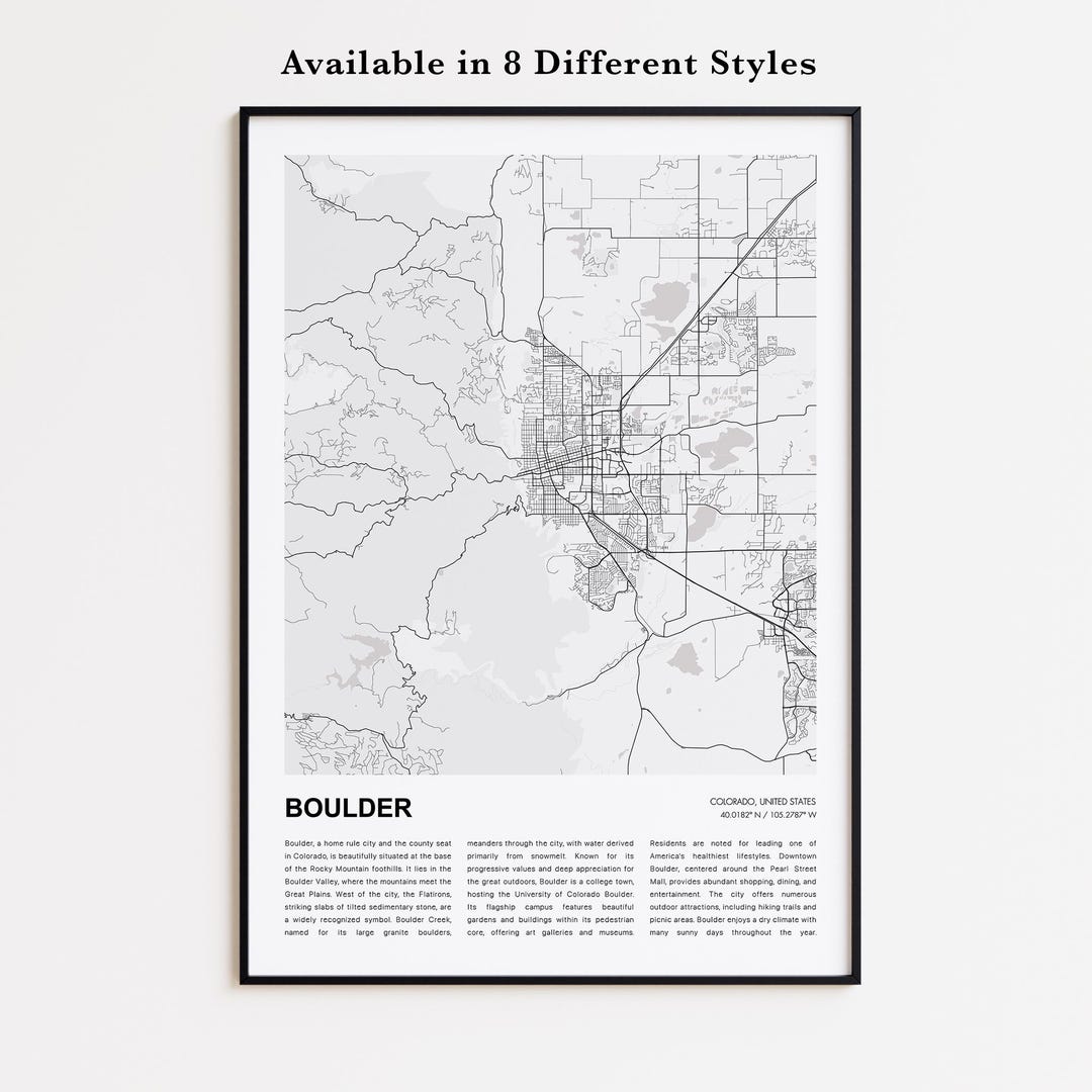 Boulder Map Print, Boulder Travel Map, Boulder Wall Decor Art, Boulder ...