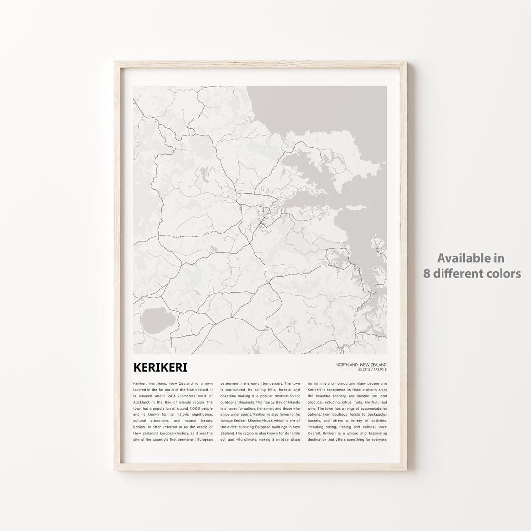 Kerikeri Map Print, Kerikeri Travel Map, Kerikeri Wall Decor Art ...