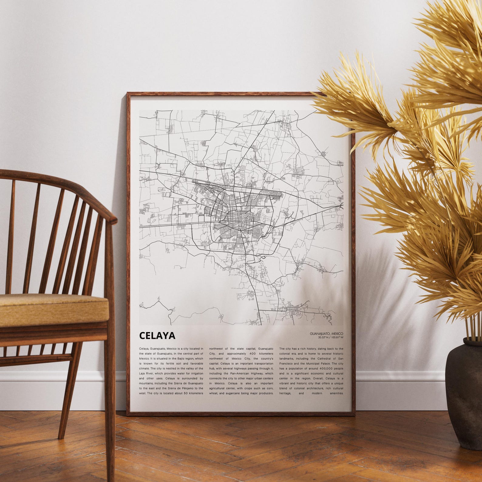 Celaya Map Print, Celaya Travel Map, Celaya Wall Decor Art, Celaya ...