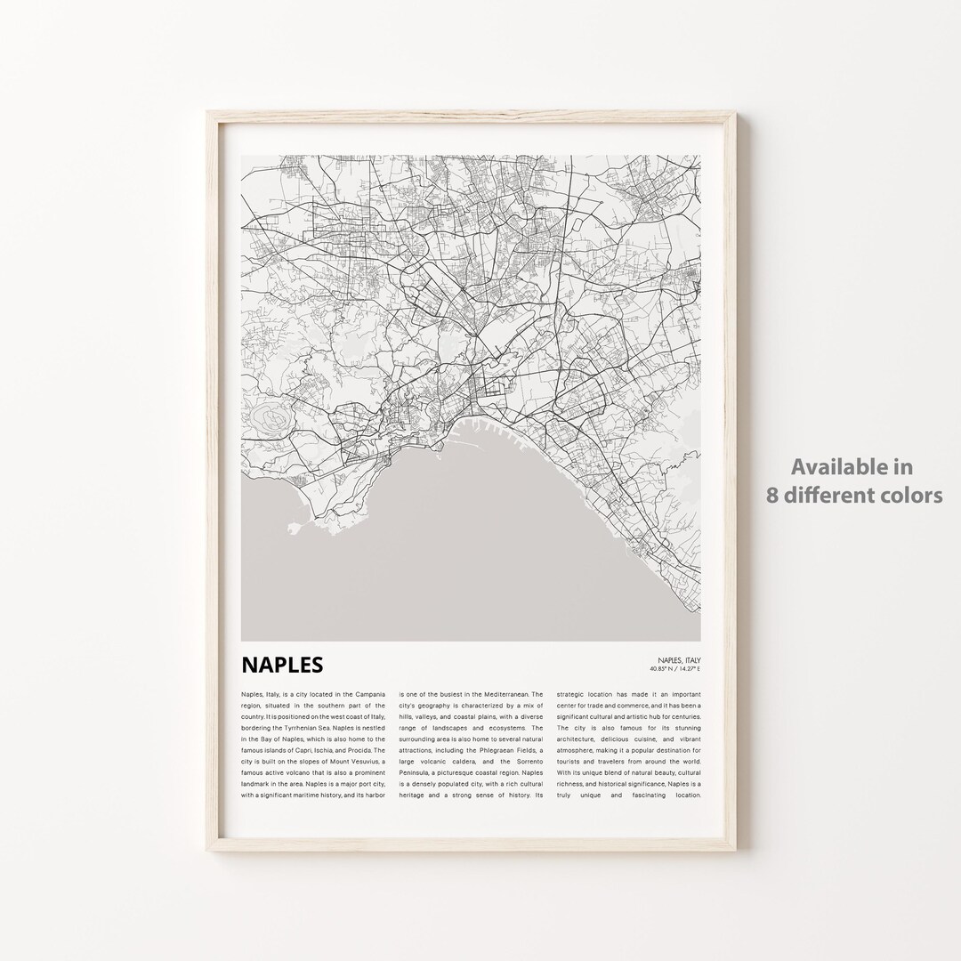 Naples Map Print, Naples Travel Map, Naples Wall Decor Art, Naples ...