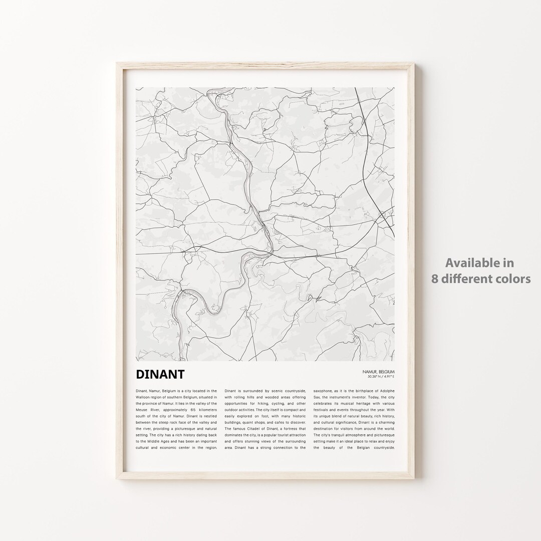 Dinant Map Print, Dinant Travel Map, Dinant Wall Decor Art, Dinant ...