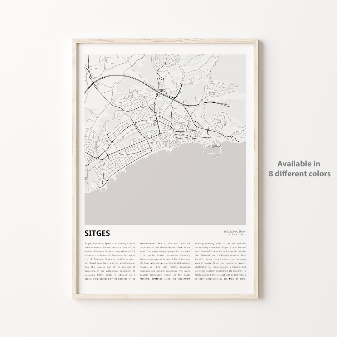 Sitges Map Print, Sitges Travel Map, Sitges Wall Decor Art, Sitges ...