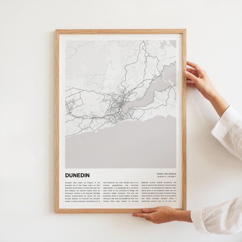 Dunedin Map Print, Dunedin Travel Map, Dunedin Wall Decor Art, Dunedin ...