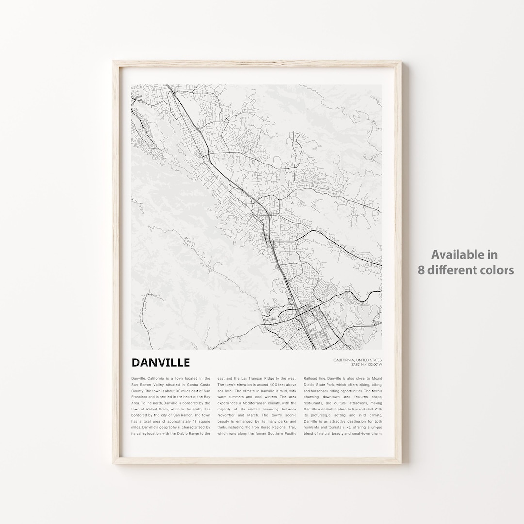 Danville Map Print, Danville Travel Map, Danville Wall Decor Art ...