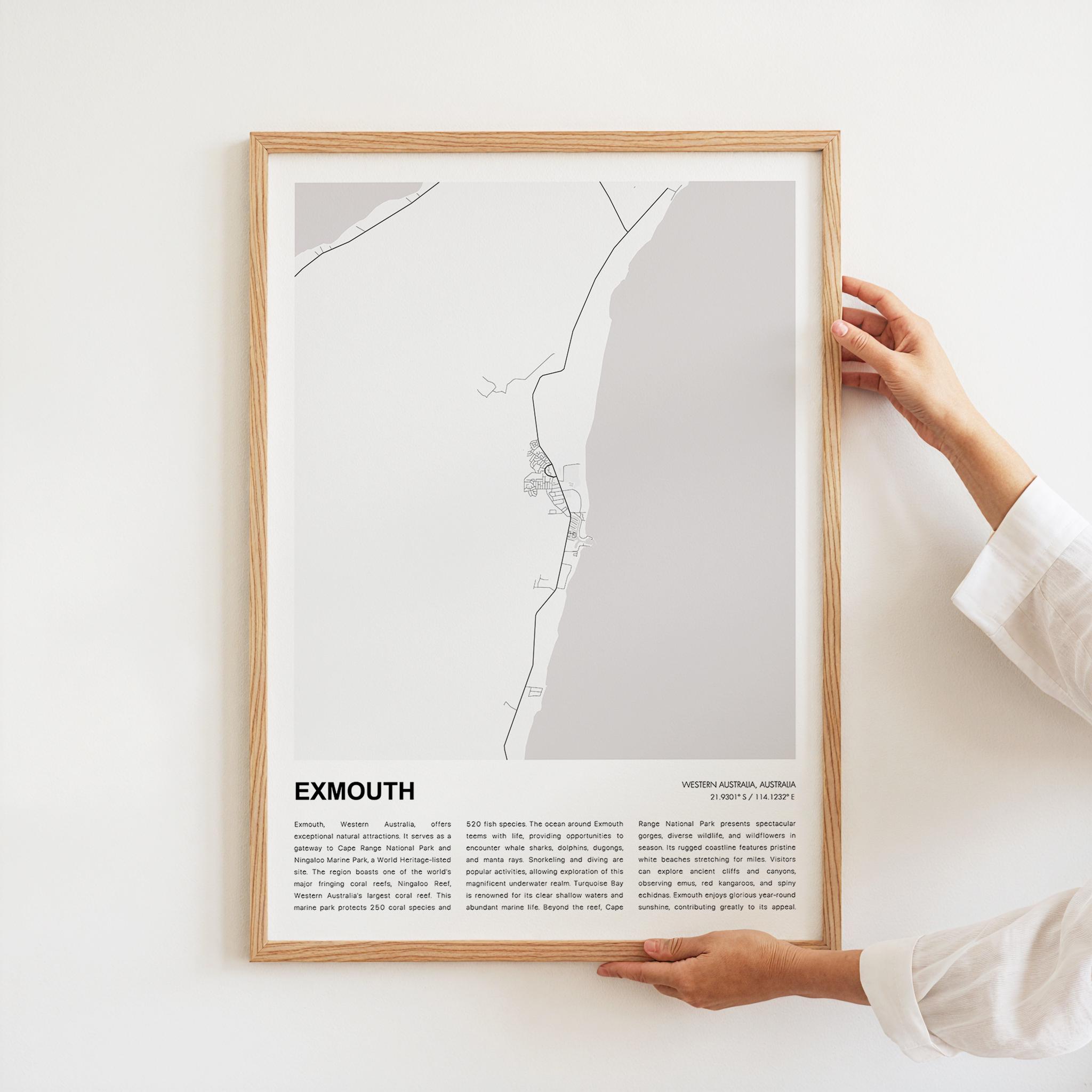 Exmouth Map Print, Exmouth Travel Map, Exmouth Wall Decor Art, Exmouth ...