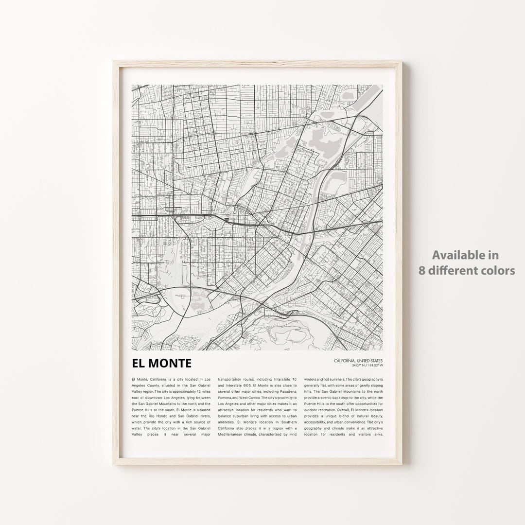 El Monte Map Print, El Monte Travel Map, El Monte Wall Decor Art, El ...