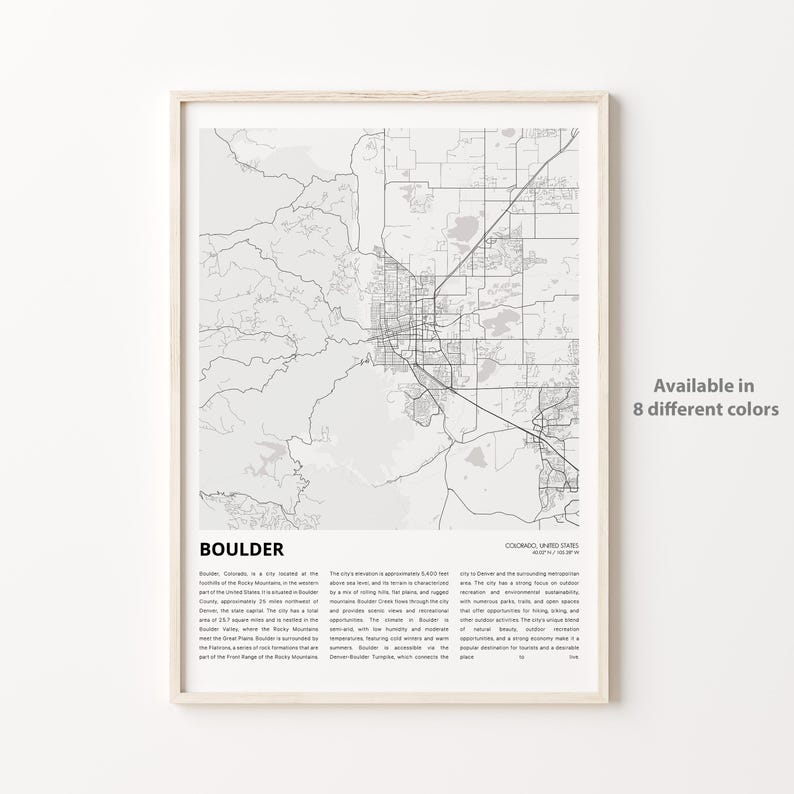 Boulder Map Print, Boulder Travel Map, Boulder Wall Decor Art, Boulder ...