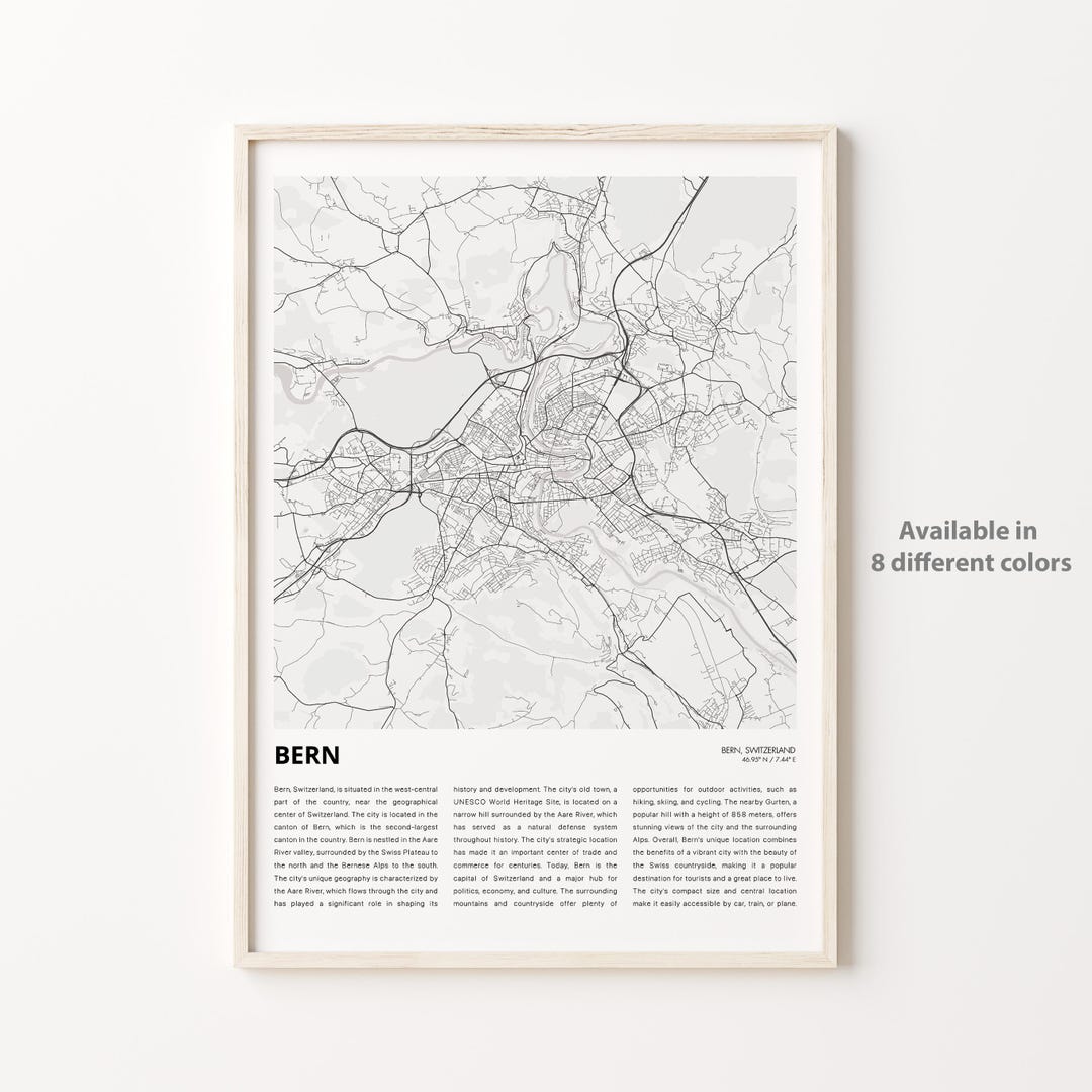 Bern Map Print, Bern Travel Map, Bern Wall Decor Art, Bern Bern ...