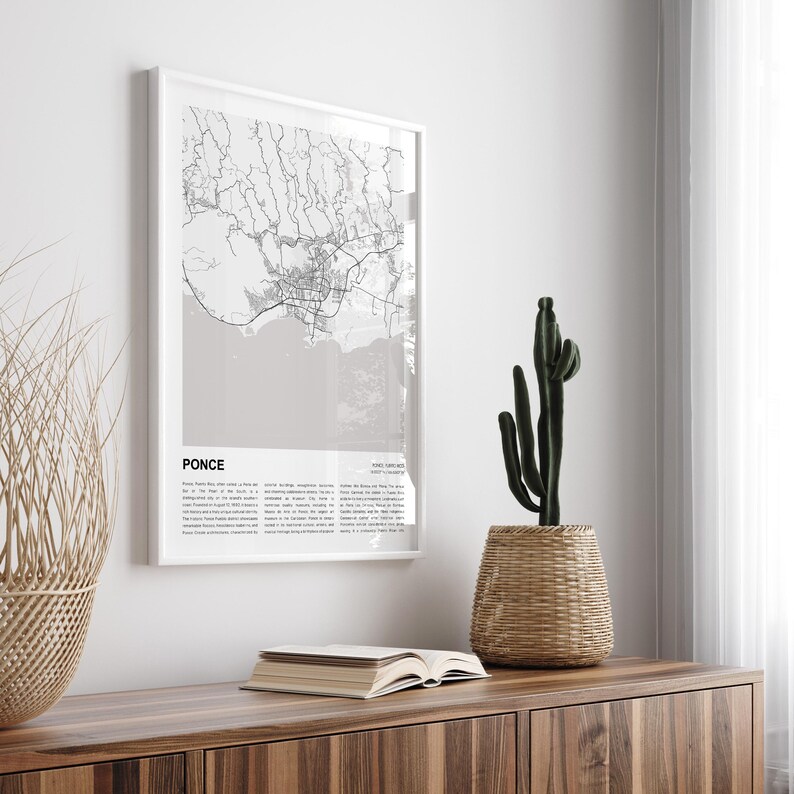 Ponce Map Print, Ponce Travel Map, Ponce Wall Decor Art, Ponce Ponce ...
