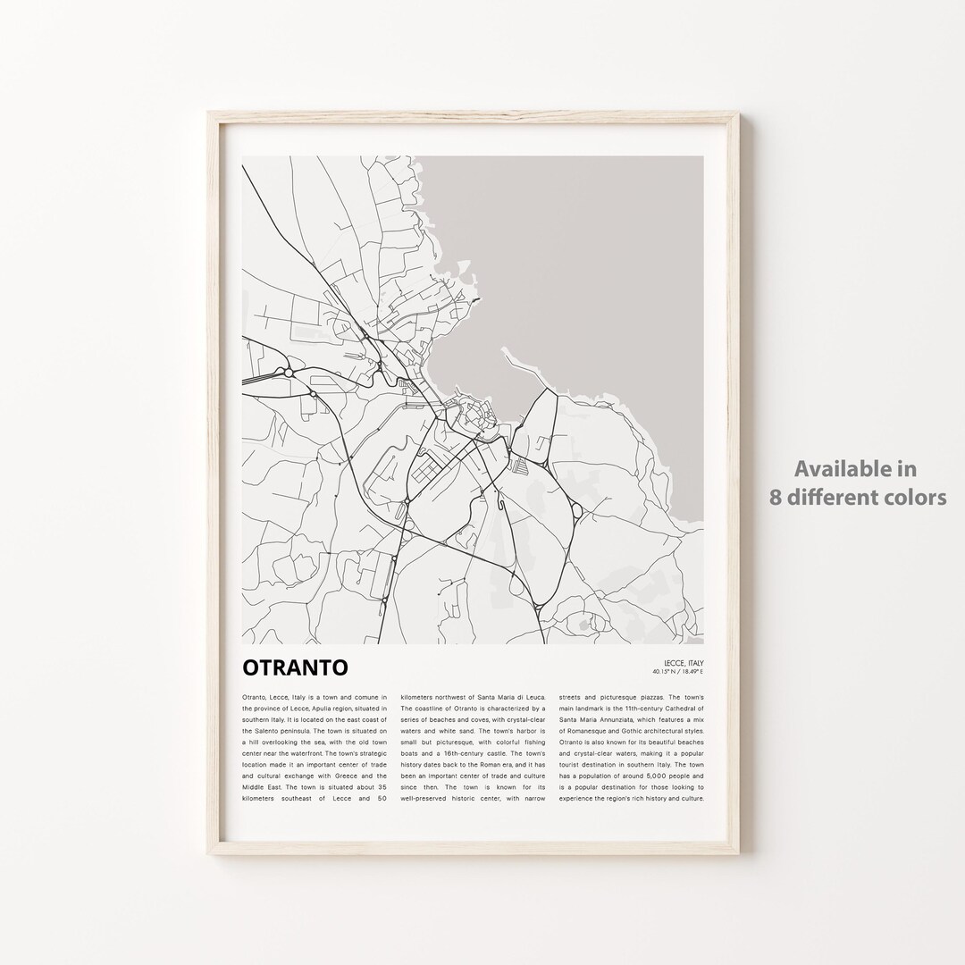 Otranto Map Print, Otranto Travel Map, Otranto Wall Decor Art, Otranto ...