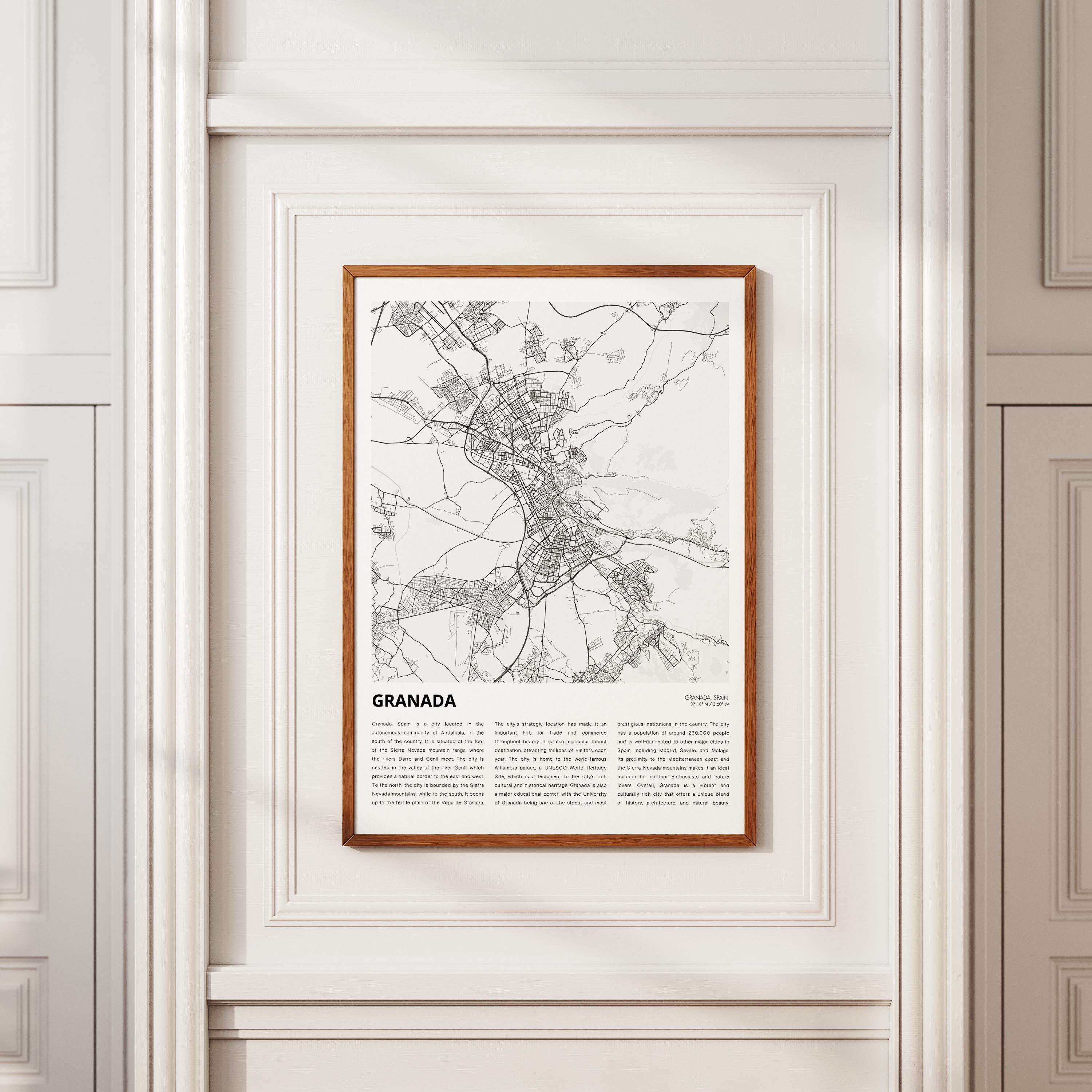 Granada Map Print, Granada Travel Map, Granada Wall Decor Art, Granada ...