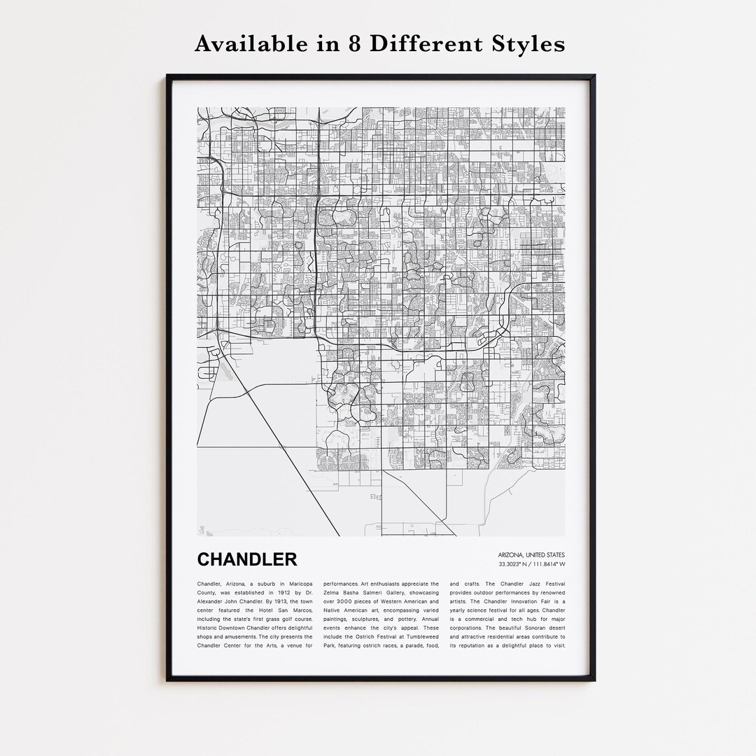 Chandler Map Print, Chandler Travel Map, Chandler Wall Decor Art ...