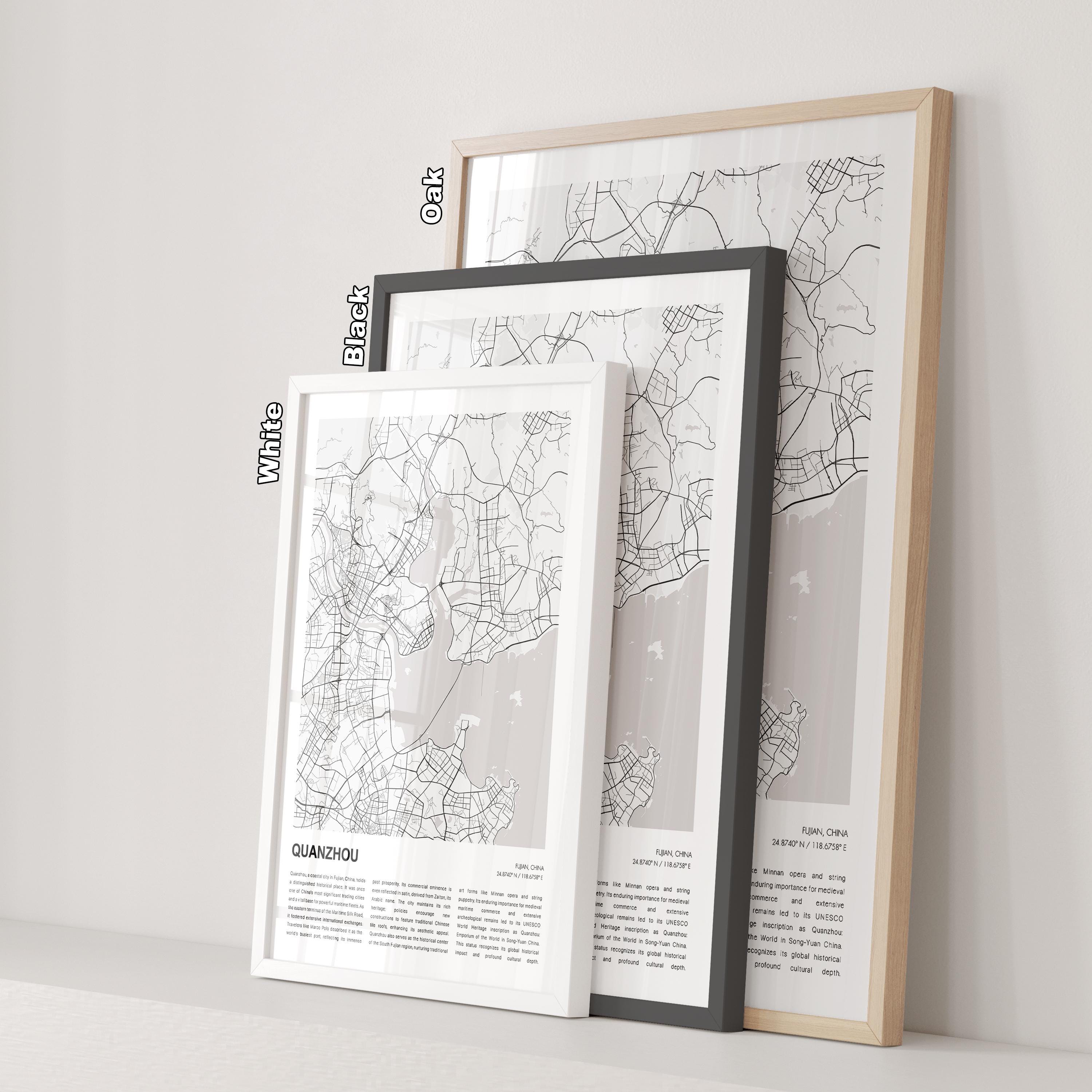 Quanzhou Map Print, Quanzhou Travel Map, Quanzhou Wall Decor Art ...
